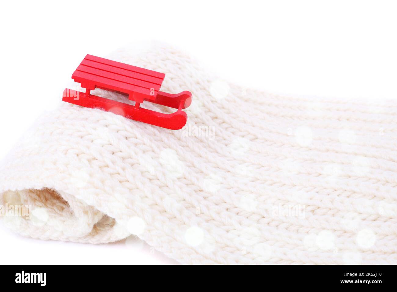 red wooden sledge christmas souvenir on the white mountain made of ...