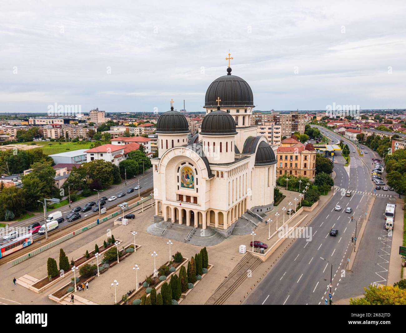 Aerial photography of the Orthodox Cathedral in Arad, Romania. Photo ...
