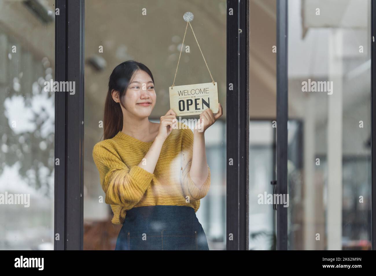Portrait of Startup successful small business owner in coffee shop. SME ...