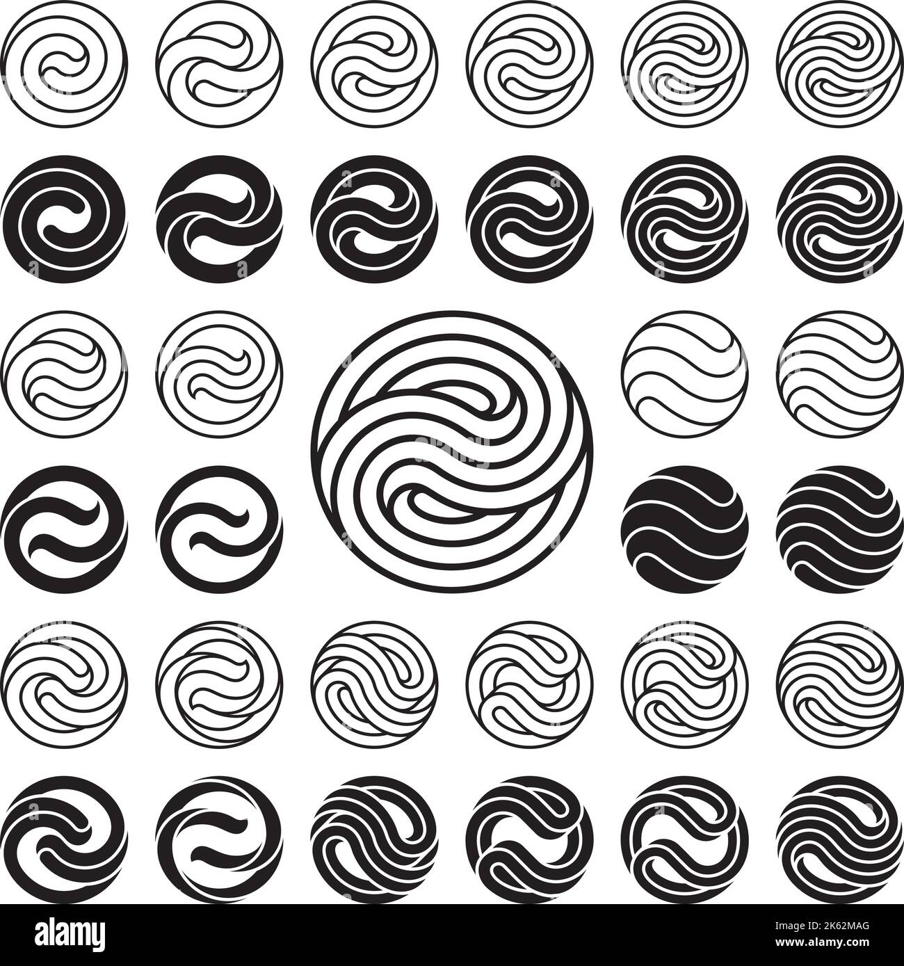 Logo Template. Set of Wavy Circle Logo Templates. Vector Illustration ...