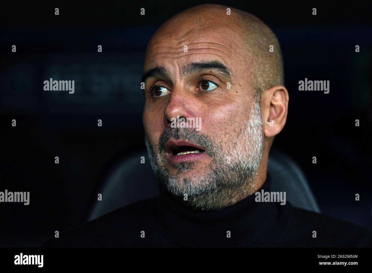 Manchester City manager Pep Guardiola reacts during the UEFA Champions ...