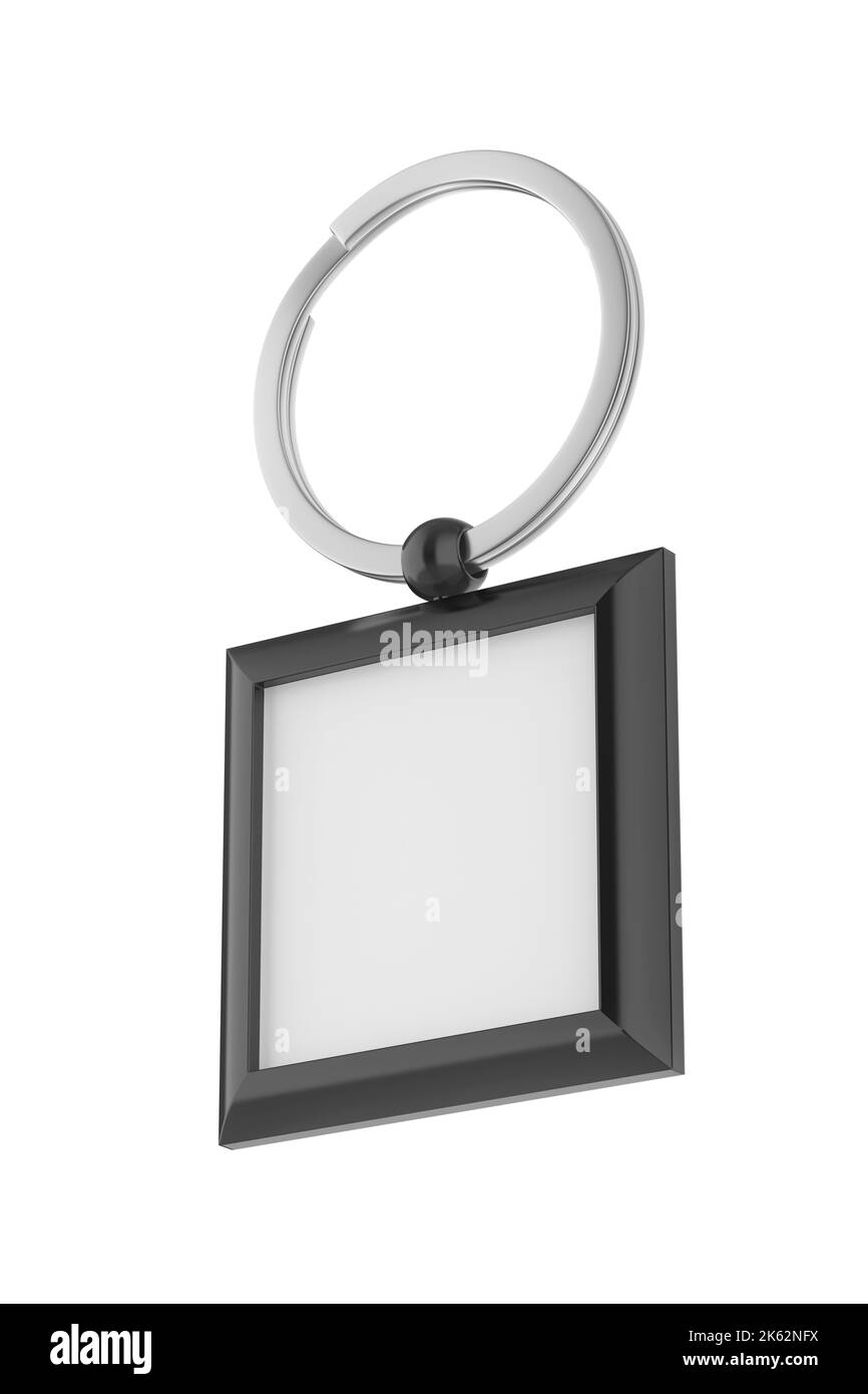 Plastic square keychain isolated on white background Stock Photo - Alamy