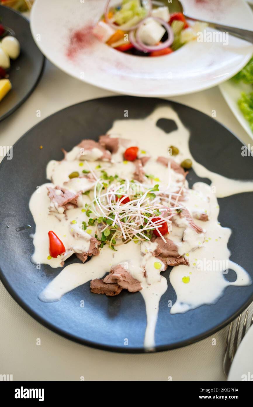 Beautiful and delicious restaurant meals Stock Photo - Alamy