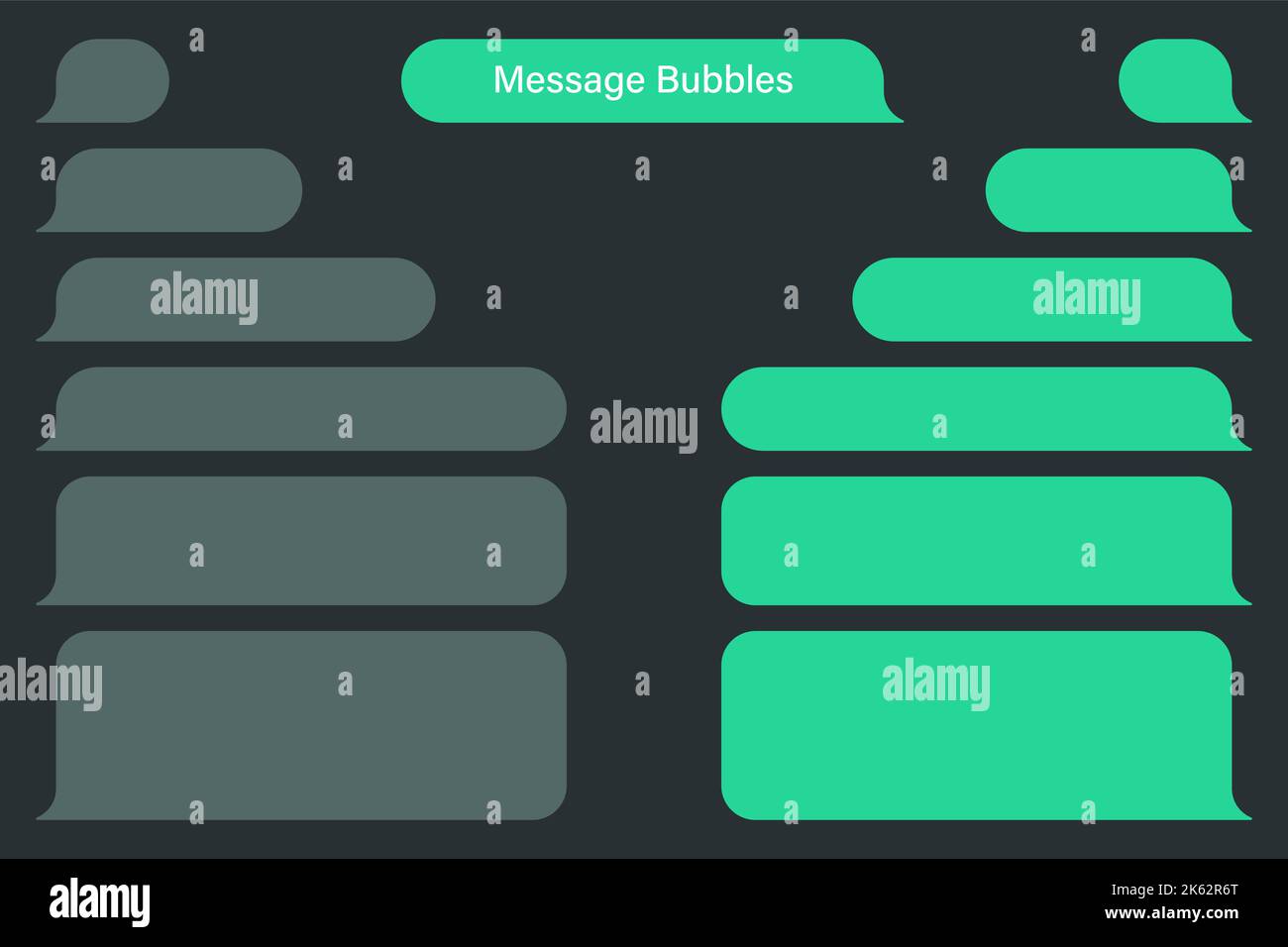 Blank various message bubbles. Green chat or messenger speech bubble ...
