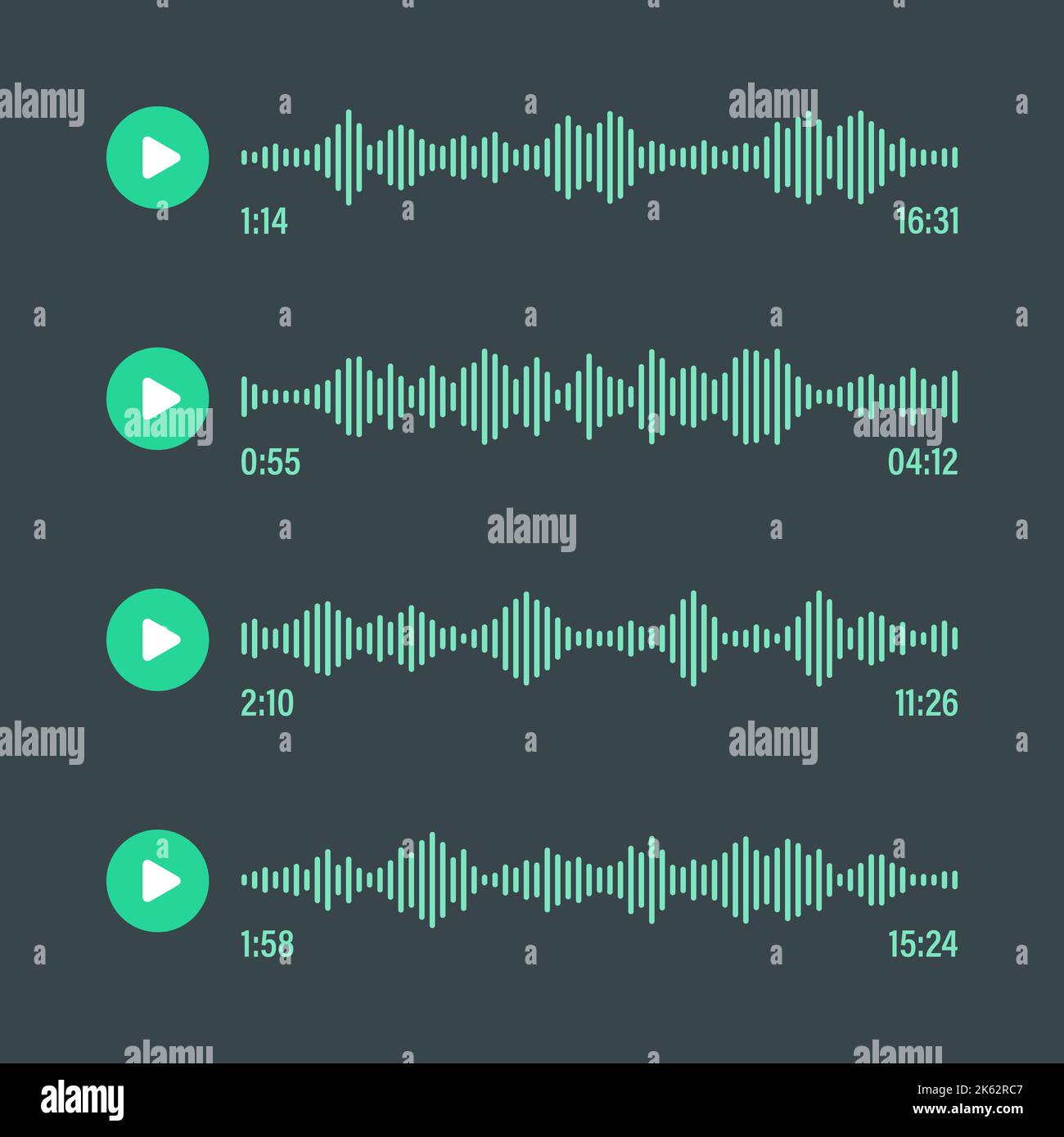 Voice message, social media chat conversation. Messaging app, music ...