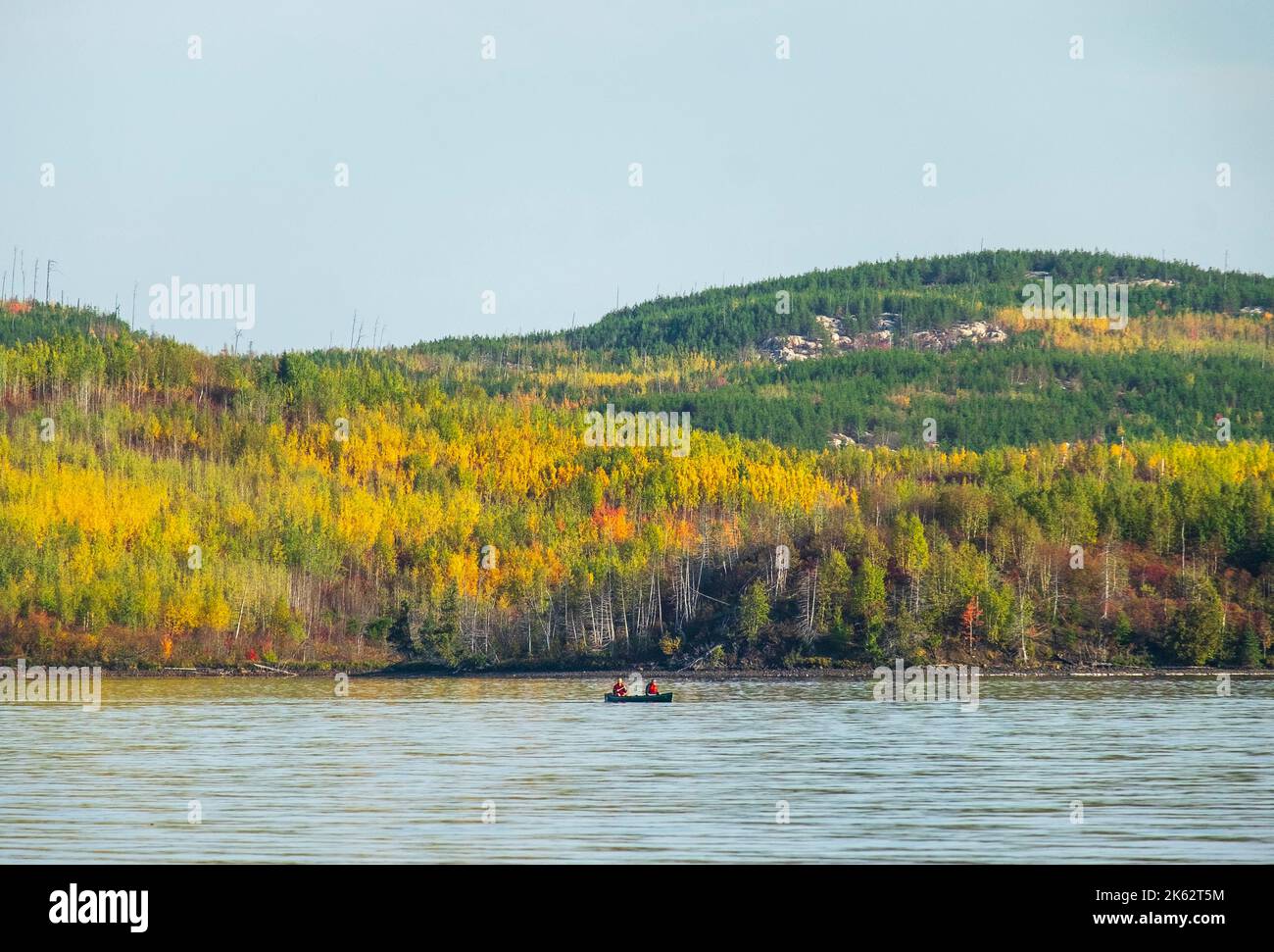 Gunflint Lake, U.S.-Canada border, Minnesota/Ontario, paddlers canoeing ...