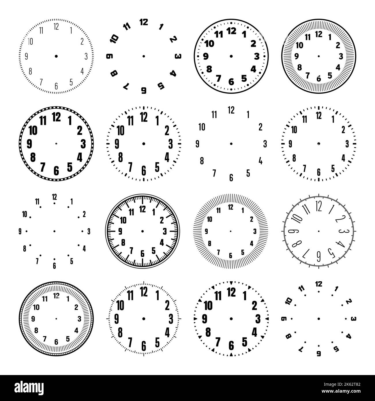 Mechanical clock faces with arabic numerals, bezel. Watch dial with ...