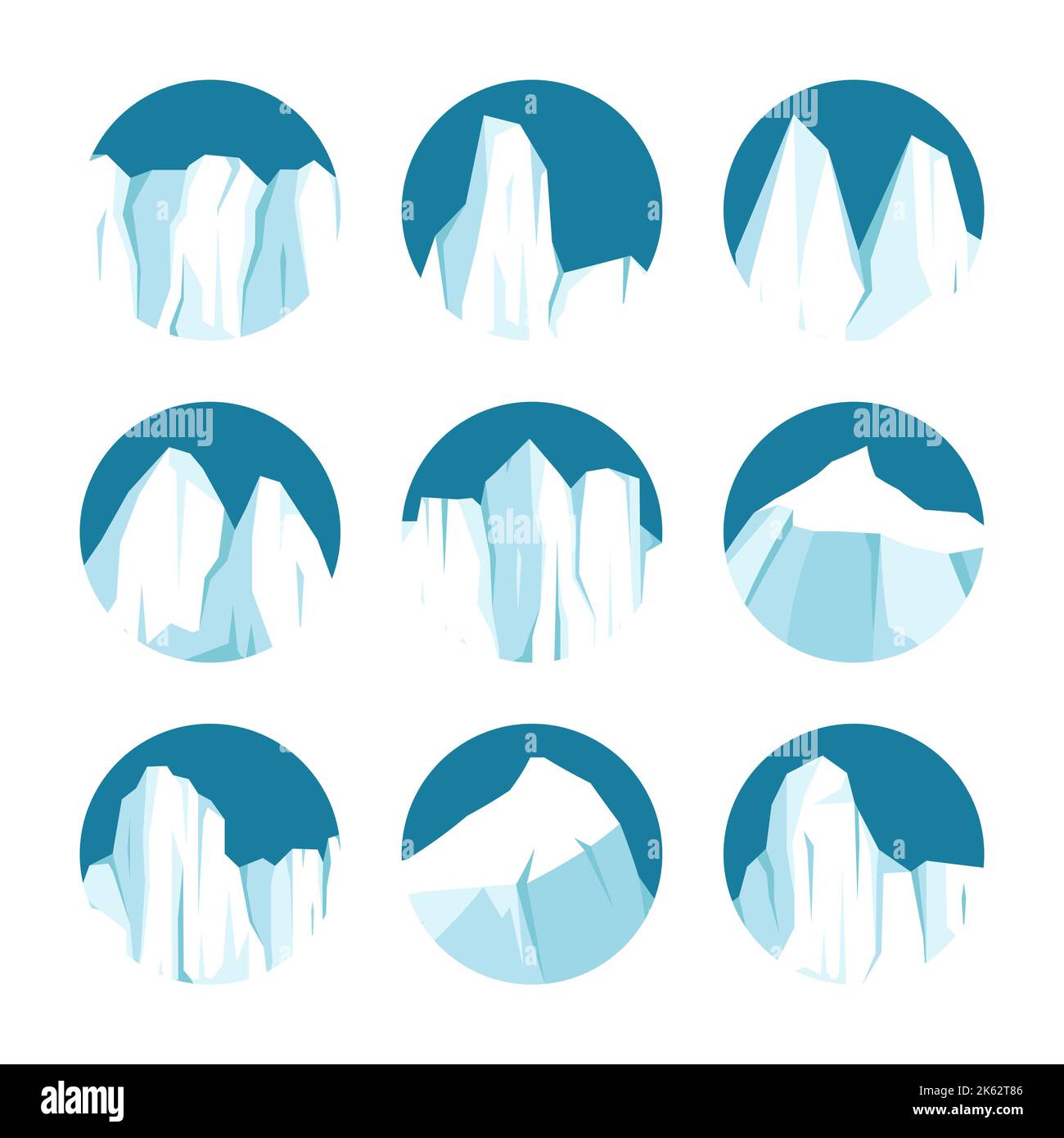 Floating icebergs collection. Drifting arctic glacier, block of frozen ...