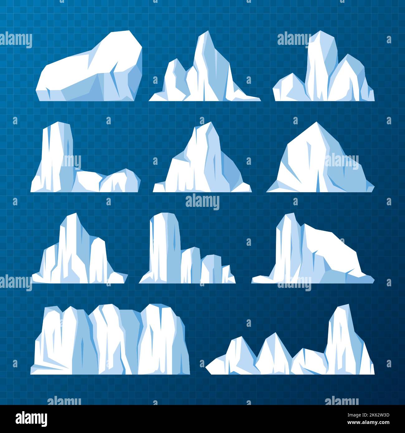 Floating icebergs collection. Drifting arctic glacier, block of frozen ...