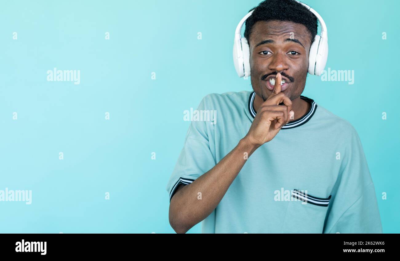 hush gesture secret man best sound hipster guy Stock Photo - Alamy