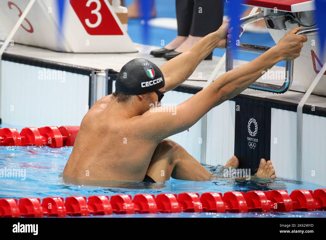 AUGUST 1st, 2021 - TOKYO, JAPAN: Thomas CECCON of Italy swims the 100m backstroke of the ...