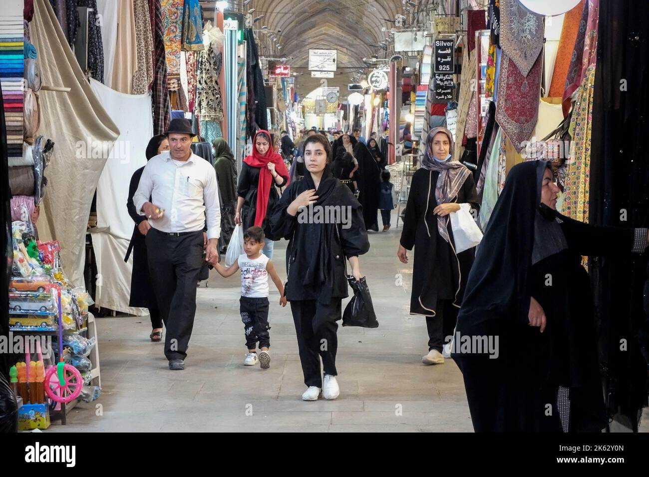Shiraz, Fars, Iran. 9th Oct, 2022. Iranian women walk past in Vakil ...