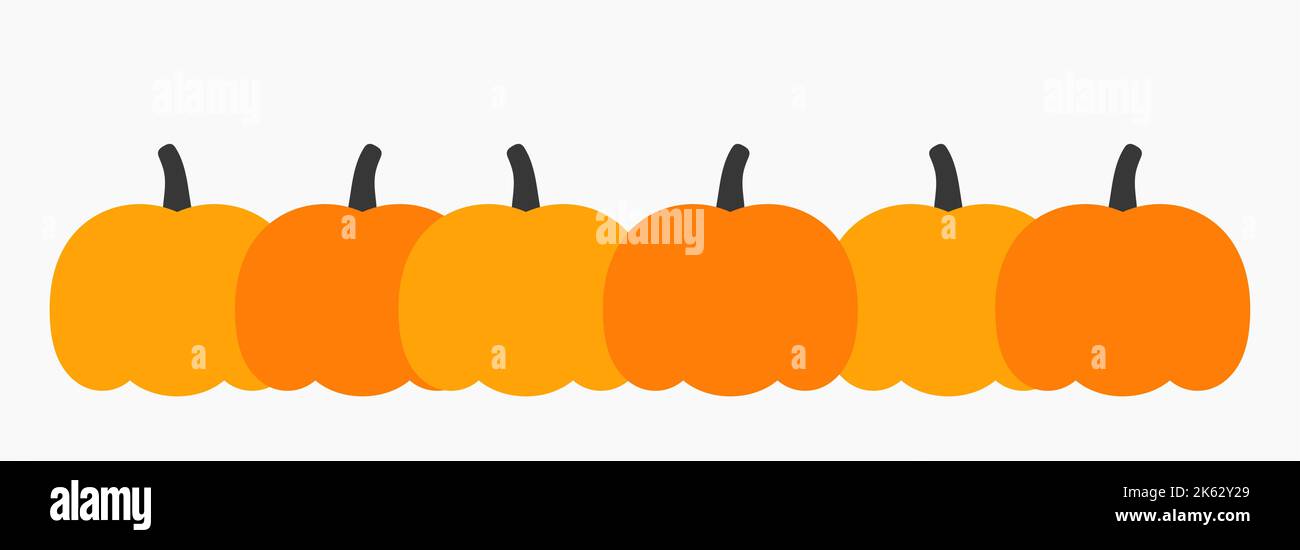 Autumn pumpkins border, flat design element. Vector illustration Stock ...