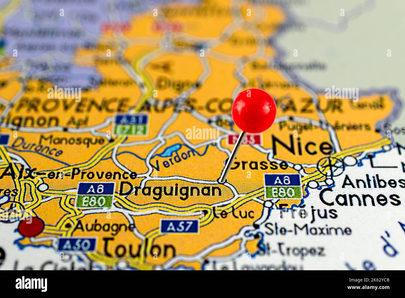 Gap map. Close up of Gap map with red pin. Map with red pin point of ...