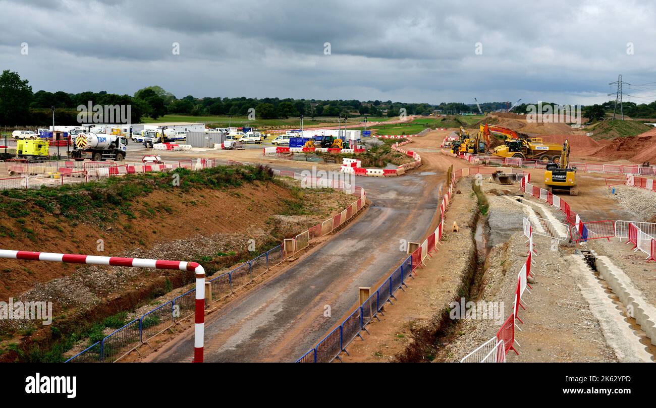 HS2, High Speed 2 railway line construction work in countryside along ...