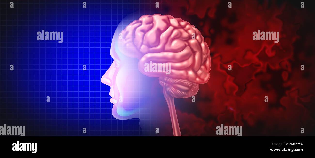Mental health background and head brain concept as a human face profile ...
