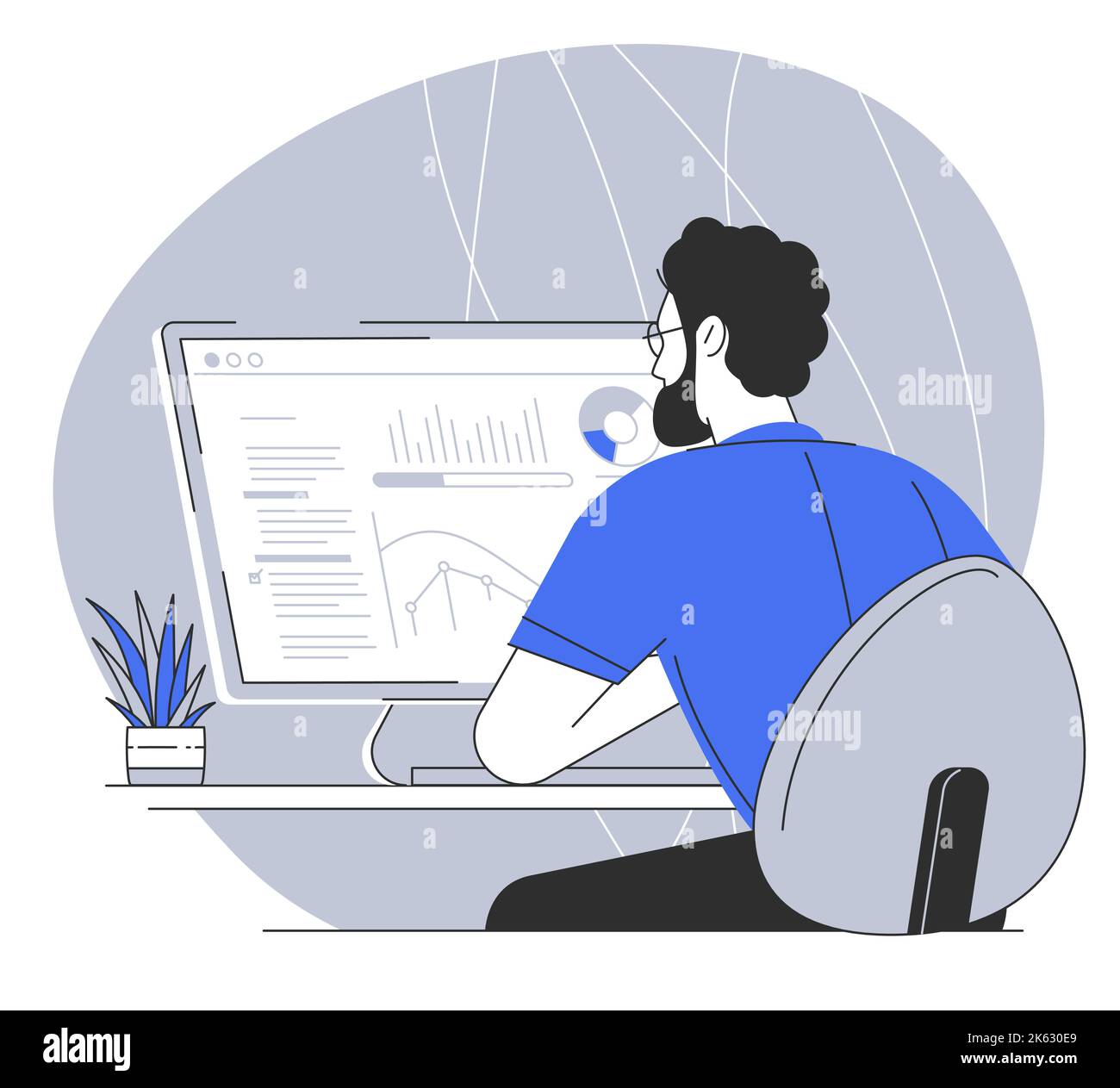 Man phone computer glasses office Stock Vector Images - Alamy