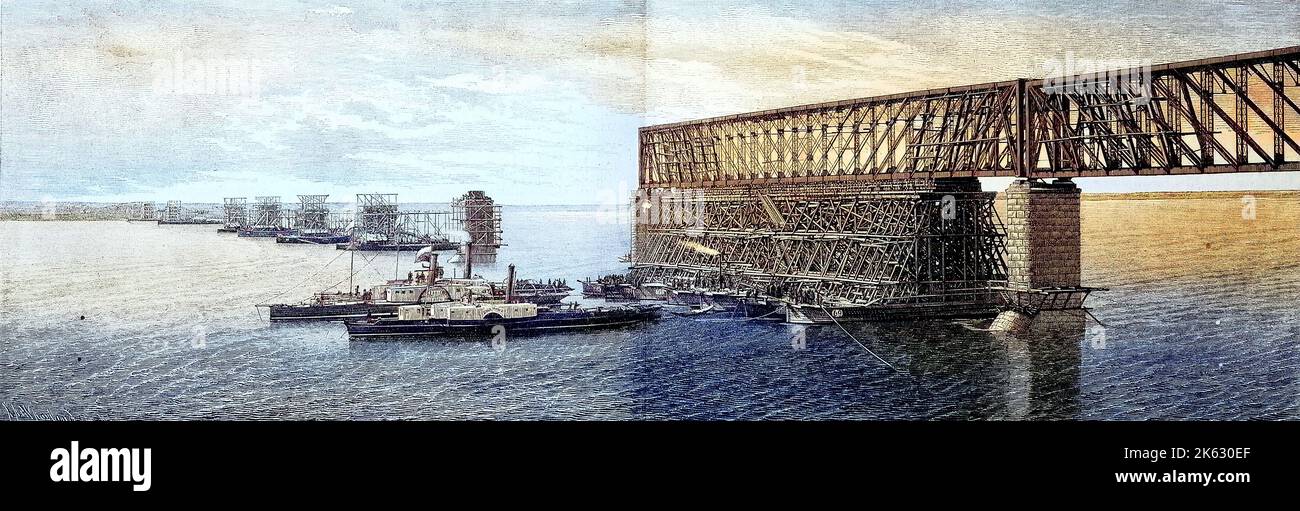 Construction of the new bridge between Syzran and Samara crossing river ...