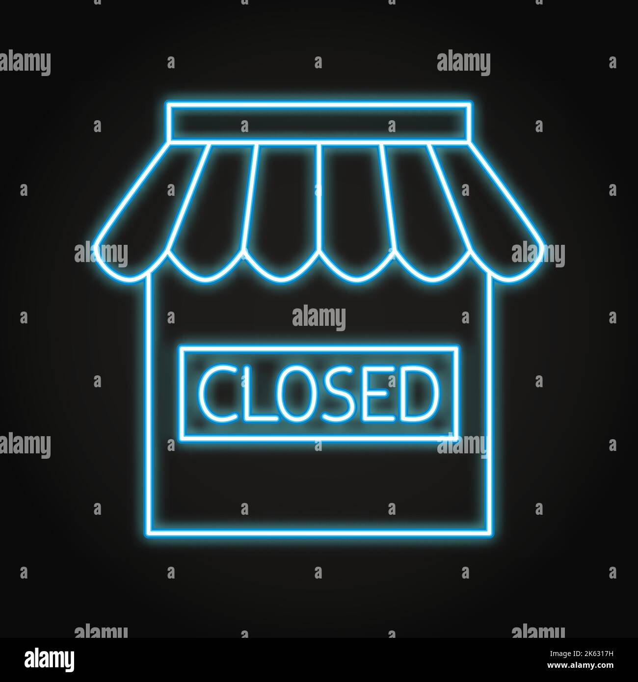 Closed business neon icon in line style. Small shop bankruptcy ...
