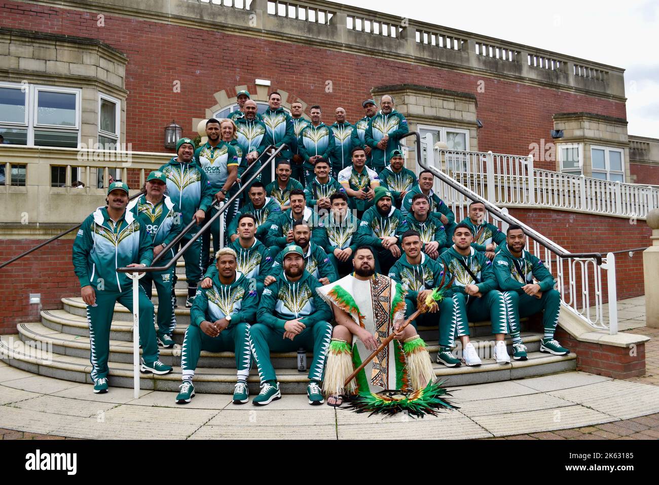 Darlington, UK. 11 Oct 2022. The Cook Islands men’s Rugby League World Cup team have arrived at ...