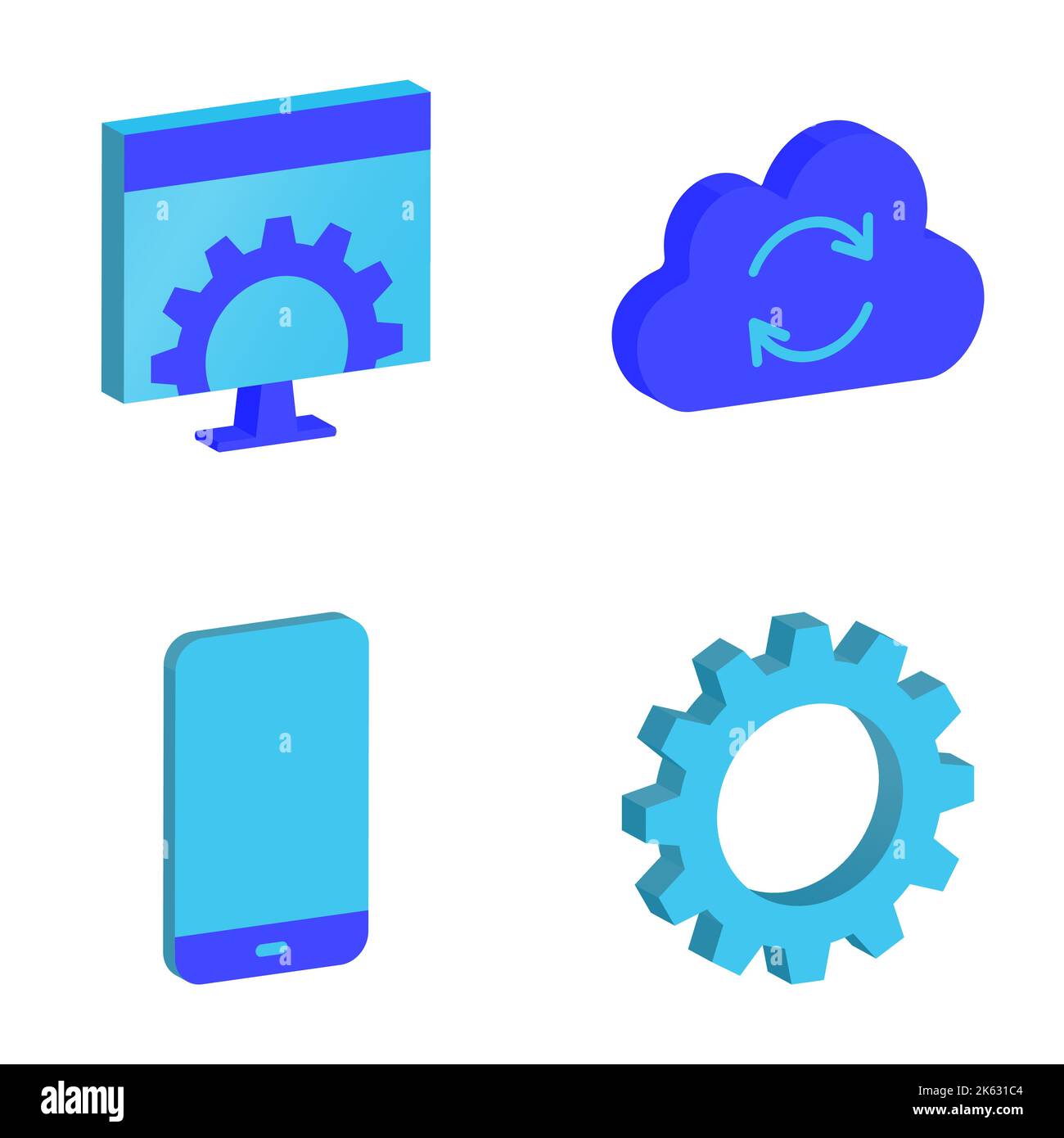 Software and digital devices isometric icon set. Multiplatform ...