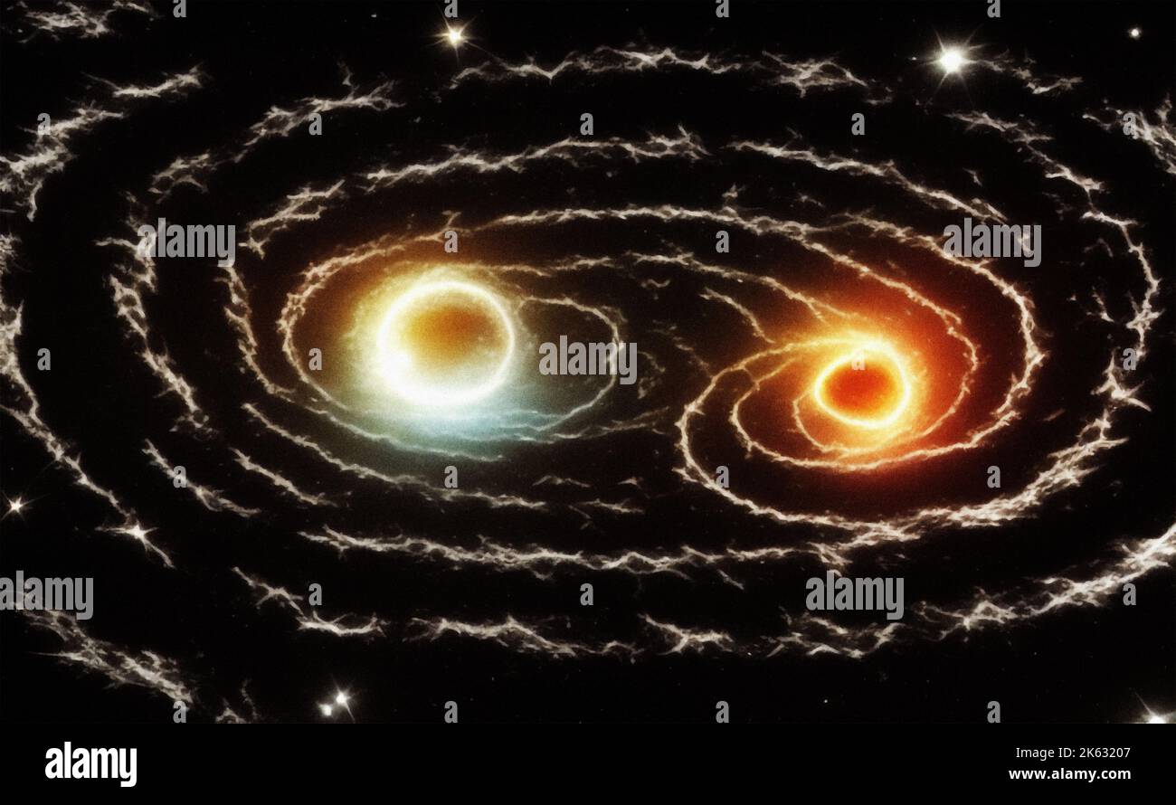 A wormhole in space around a binary planet system Stock Photo - Alamy