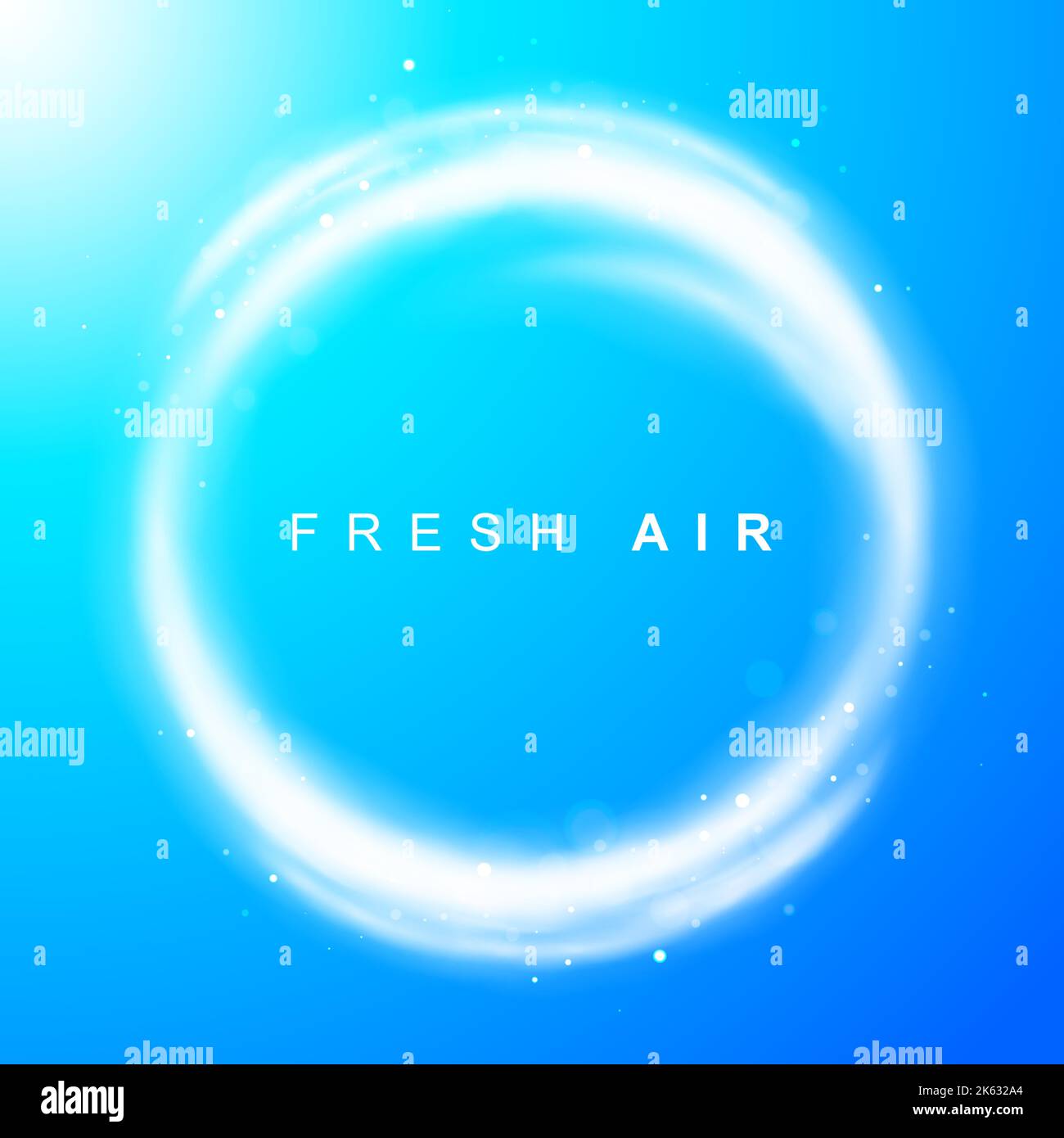 Cotton air round circle. Soft cloud frame. Swirling blue waves with a ...