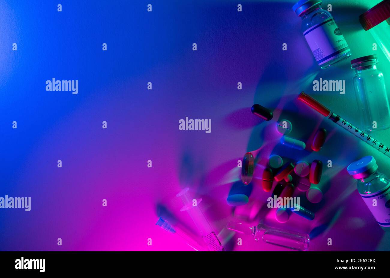 pharmaceutical background coronavirus drug neon Stock Photo - Alamy