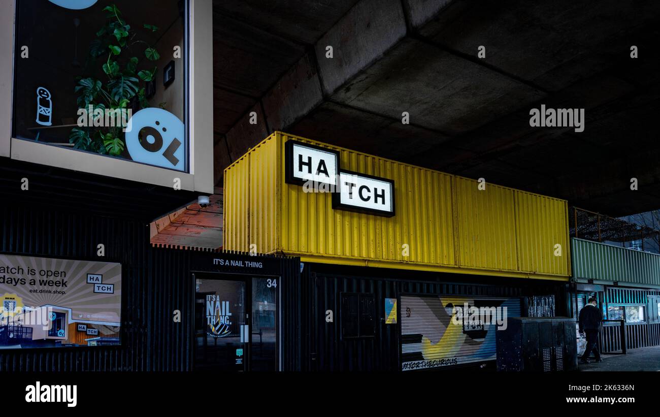 The container structures forming shopping area Hatch in Manchester ...
