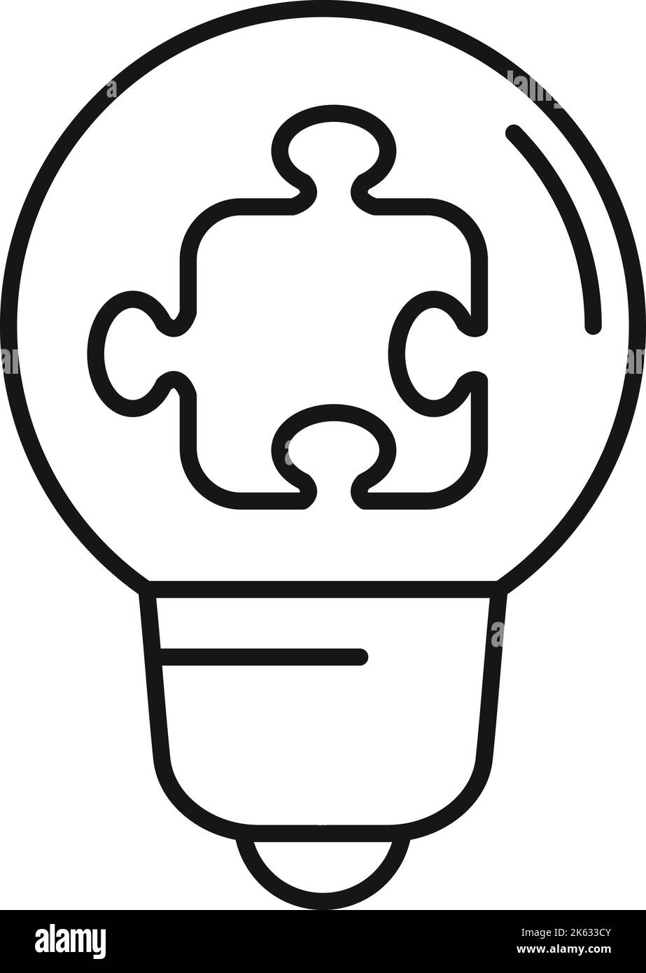 Puzzle idea bulb icon outline vector. Business solution. Think startup ...