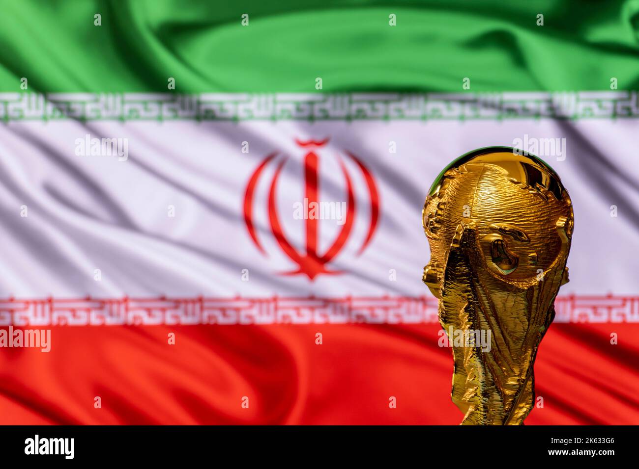 FIFA World Cup trophy against the background of Iran flag Stock Photo ...