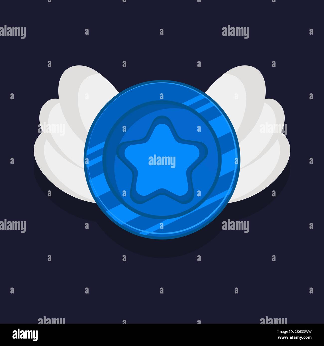 Game achievement badge or rank icon cartoon. Blue award or medal reward ...