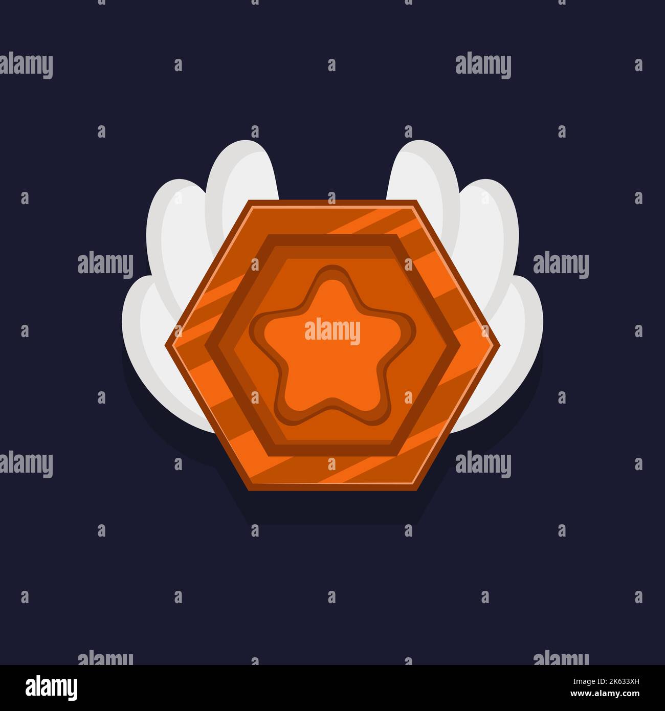 Game achievement badge or rank icon cartoon. Bronze award or medal ...