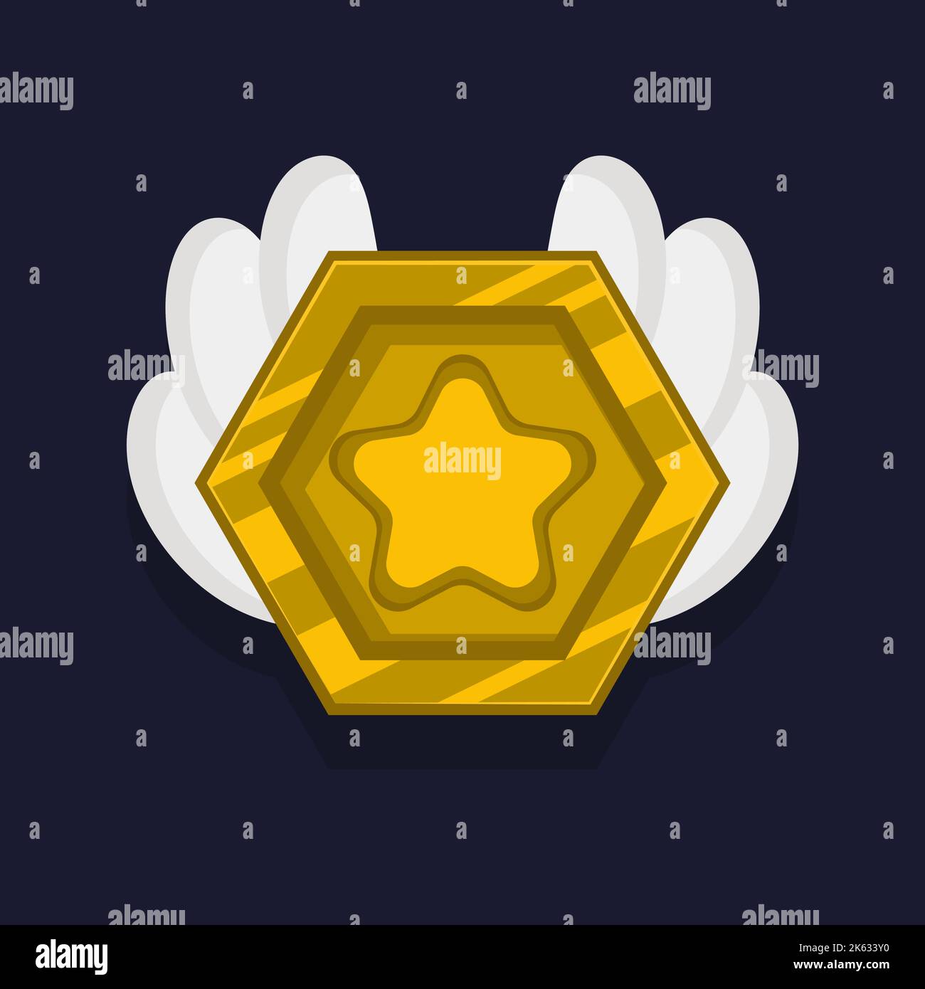 Game achievement badge or rank icon cartoon. Gold award or medal reward ...