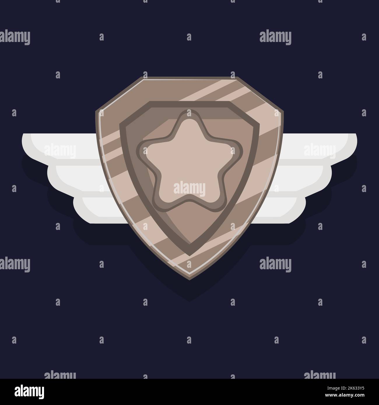 Game achievement badge or rank icon cartoon. Silver award or medal ...