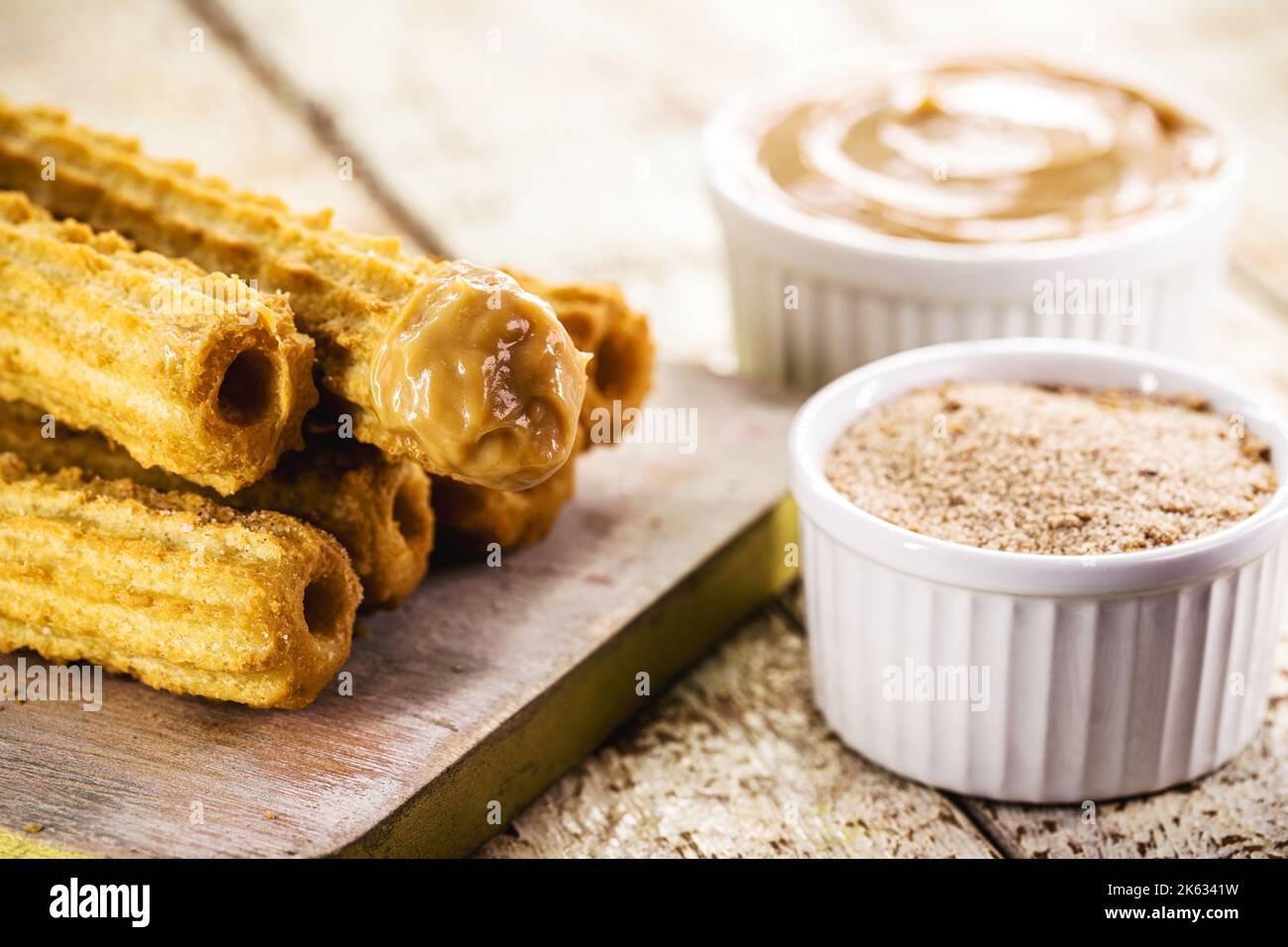 Churros, a typical fried sweet from Brazil, Mexico and Spain, made from ...
