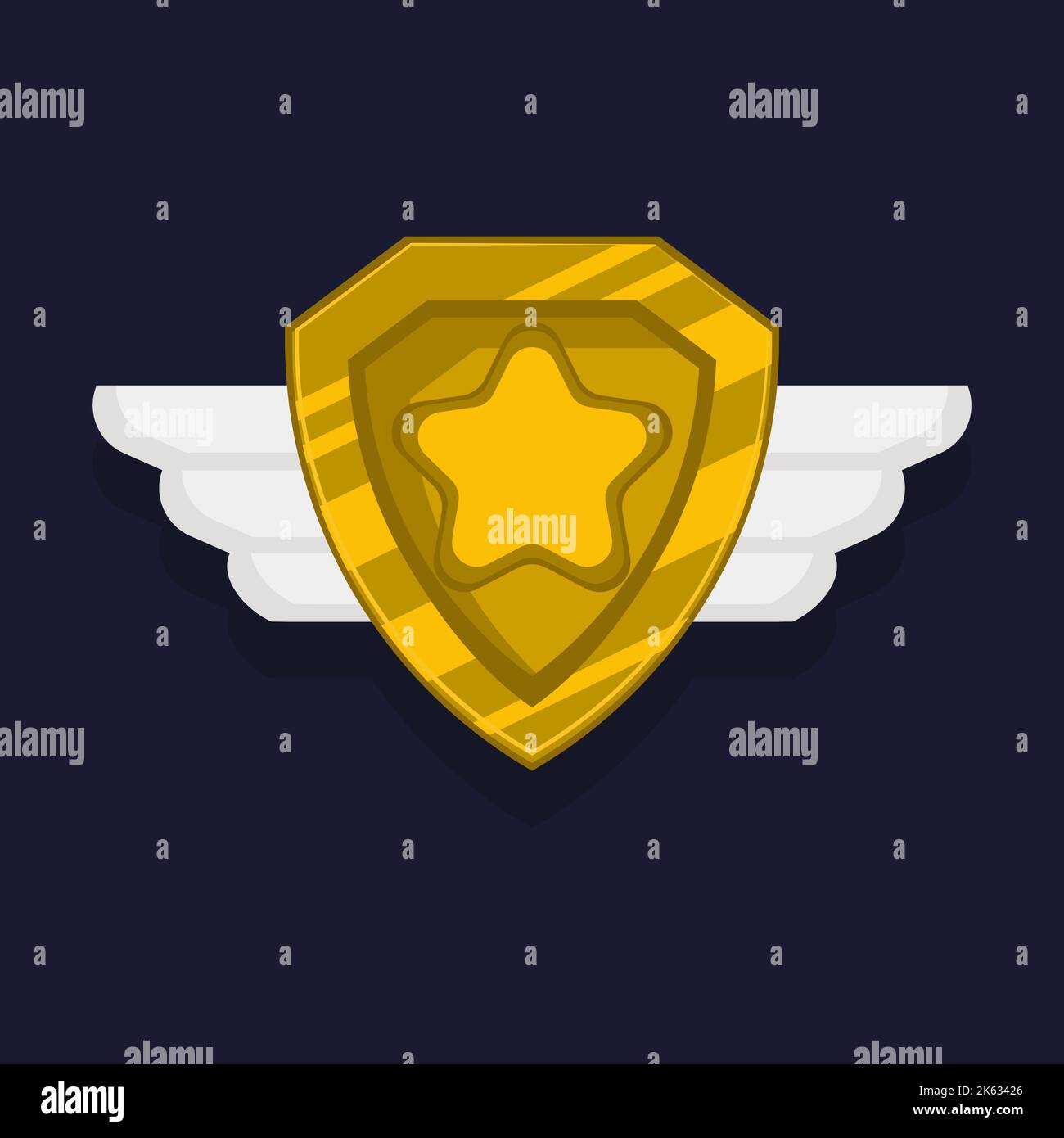 Game achievement badge or rank icon cartoon. Gold award or medal reward ...