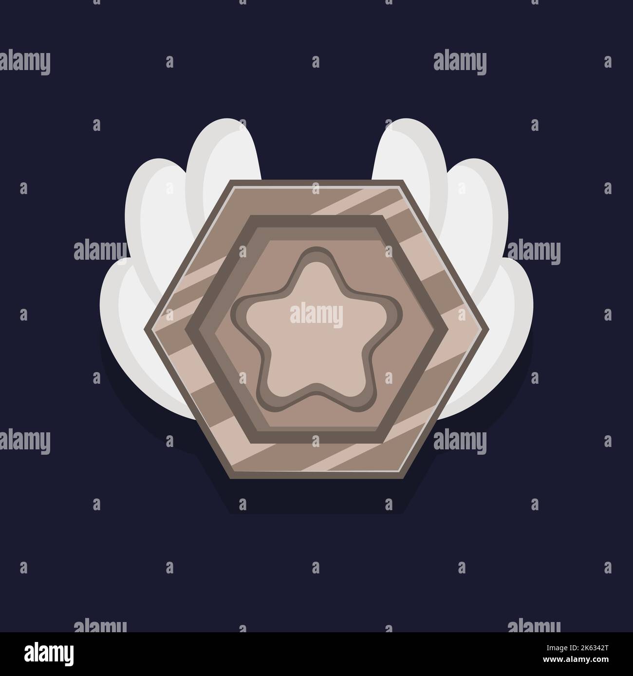 Game achievement badge or rank icon cartoon. Silver award or medal ...