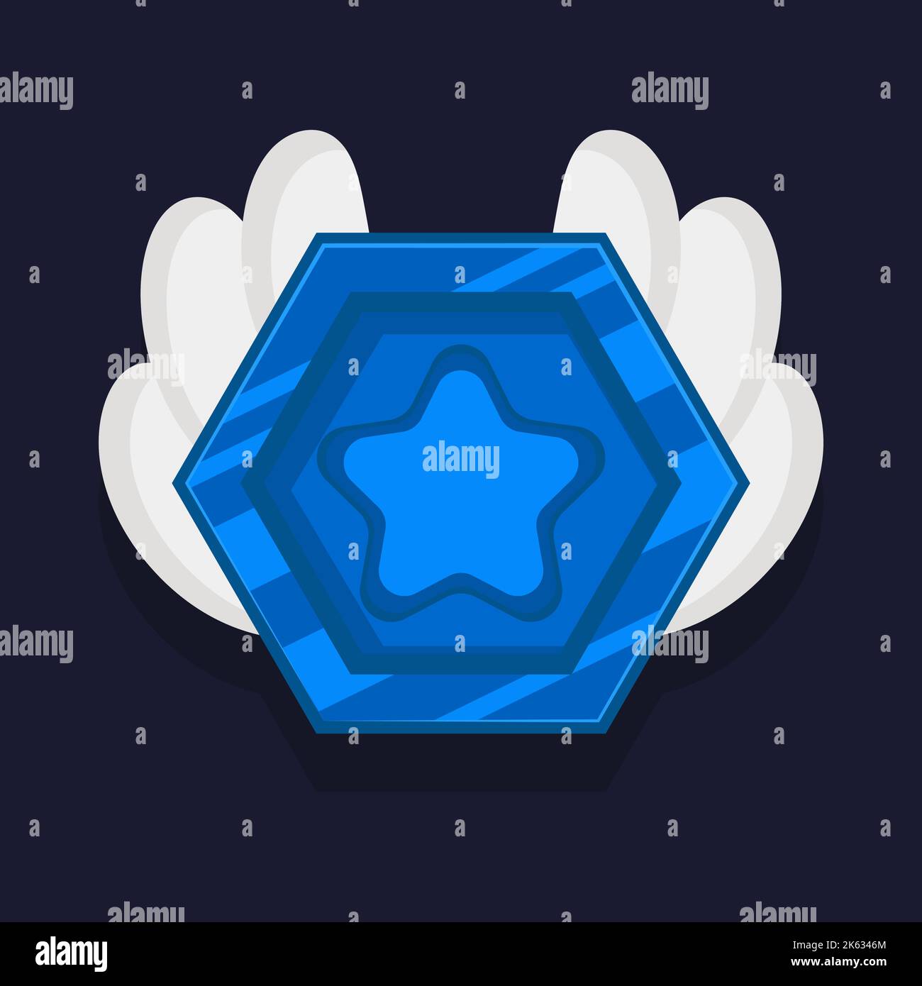 Game achievement badge or rank icon cartoon. Blue award or medal reward ...