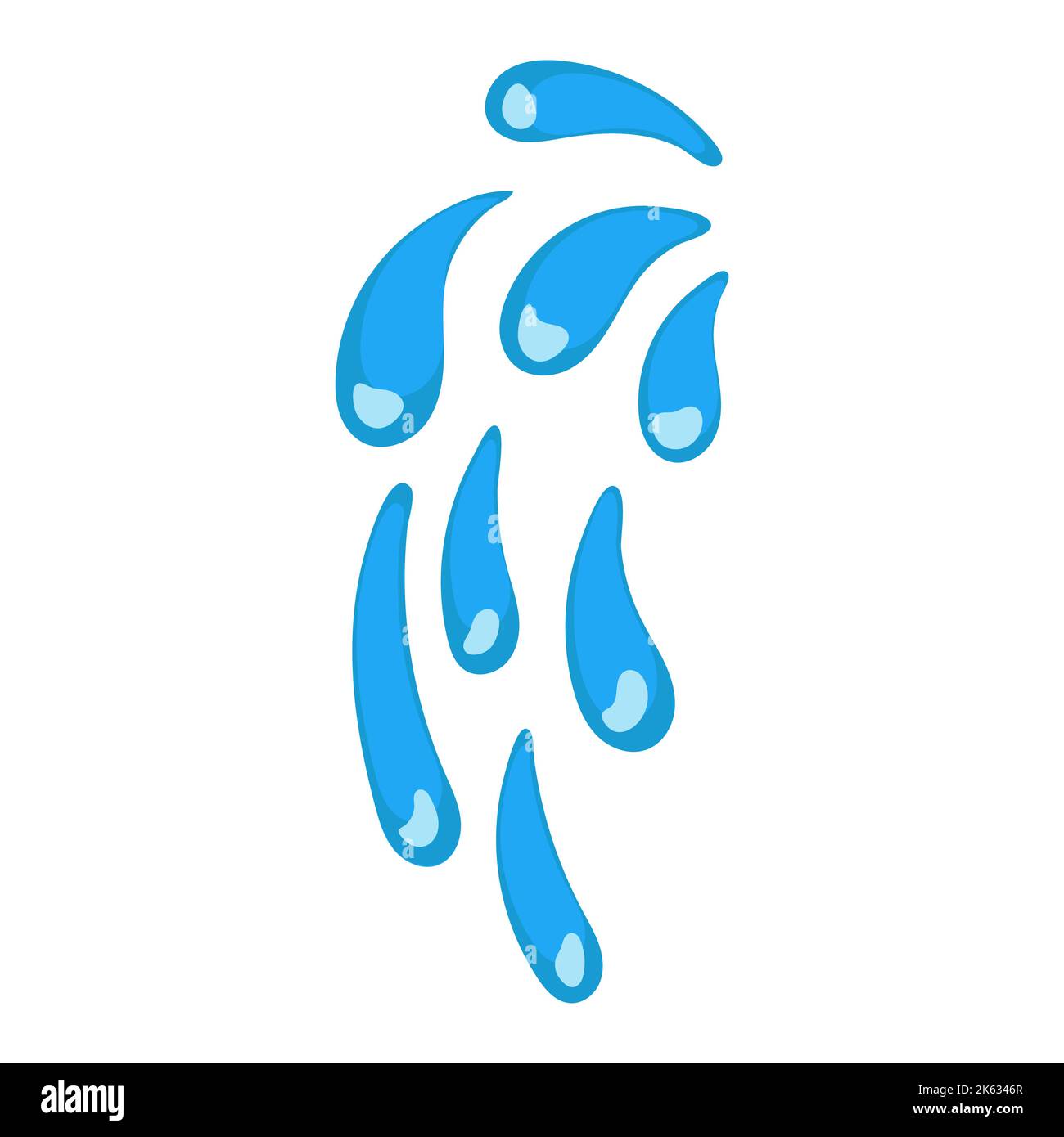 Cartoon blue dripping water drop and liquid icon. Shape water is ...