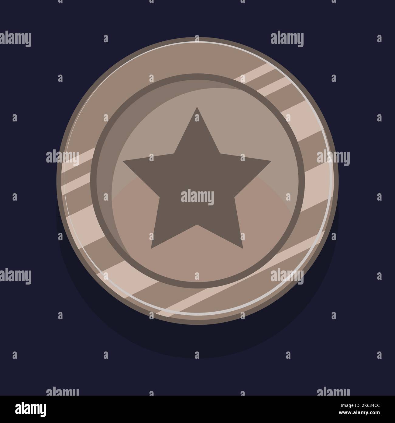 Game achievement badge or rank icon cartoon. Silver award or medal ...