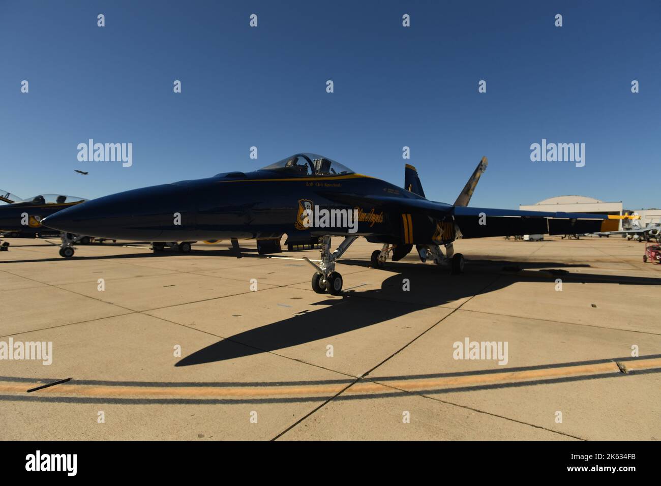 Blue Angel F/A-18E Super Hornet Number 2 on the tarmac at MCAS Miramar ...