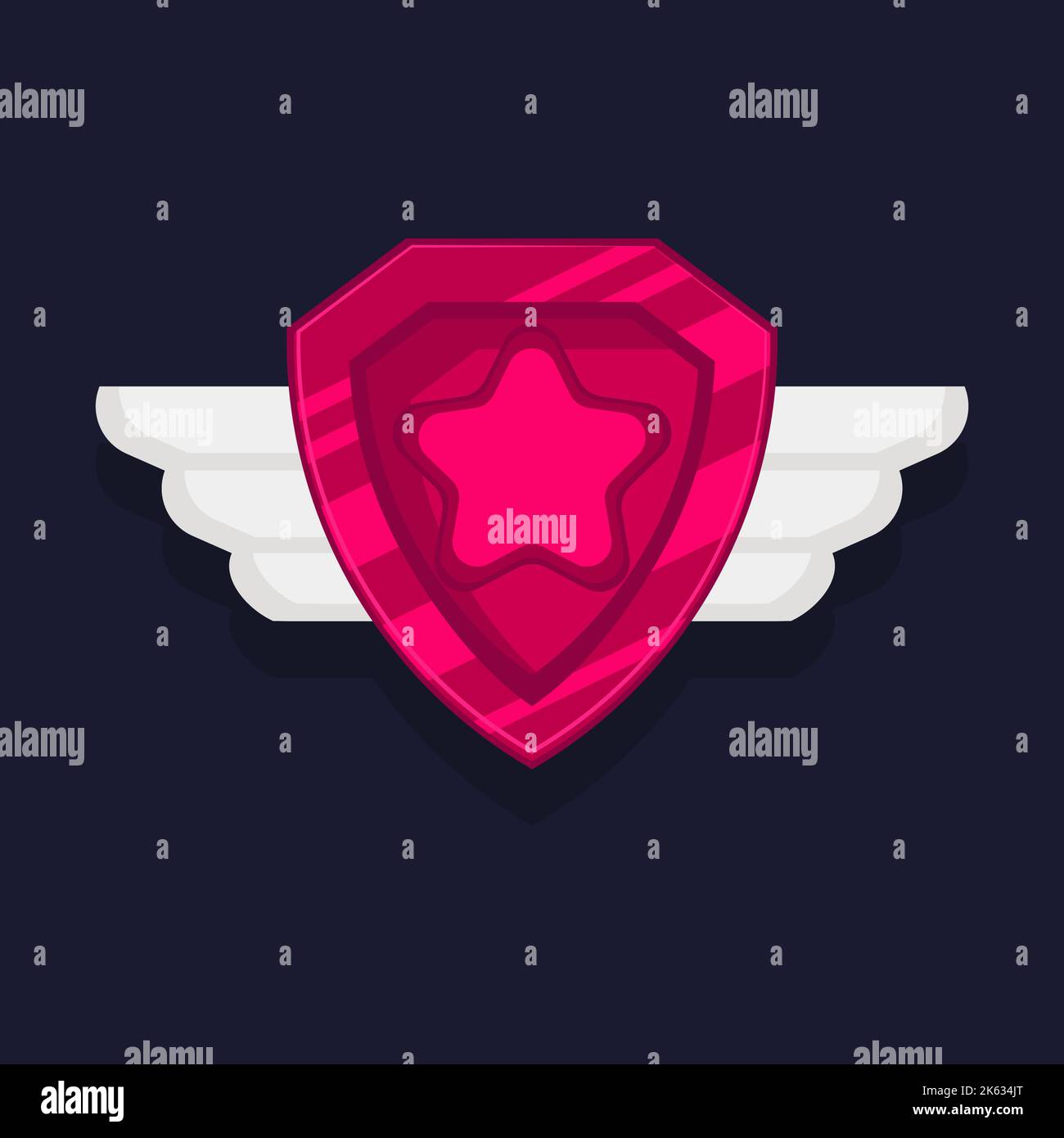 Game achievement badge or rank icon cartoon. Red award or medal reward ...