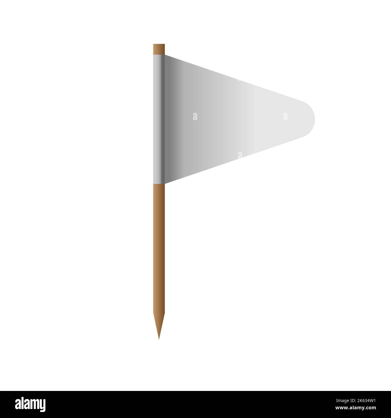 Realistic white flag isolated on background. 3D pillar blank pole. Icon ...