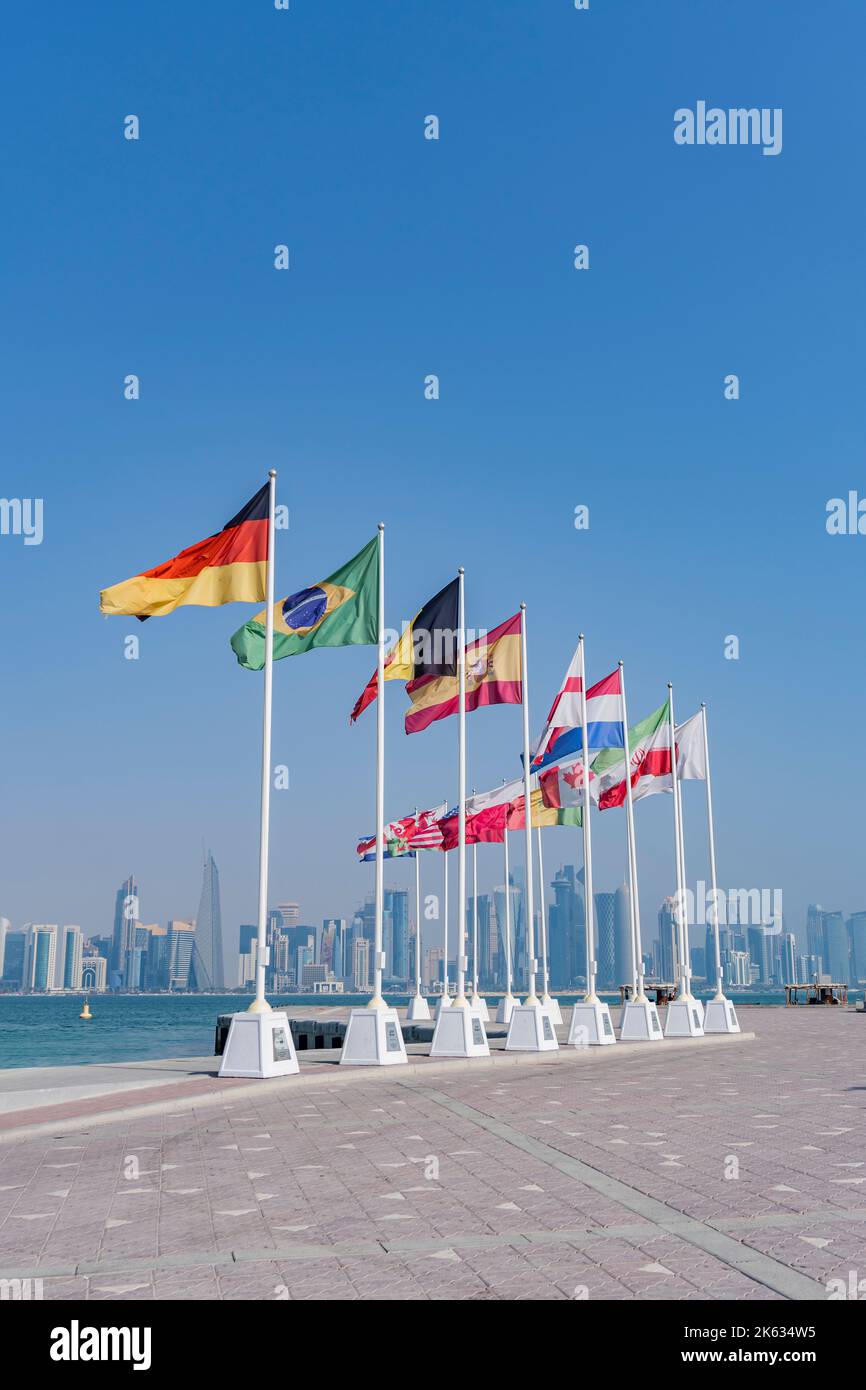 Flags of nations qualified for World Cup Qatar 2022 hoisted at Doha ...