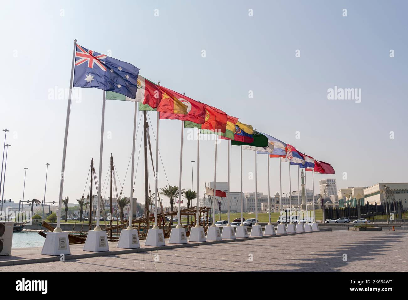 Flags of nations qualified for World Cup Qatar 2022 hoisted at Doha ...