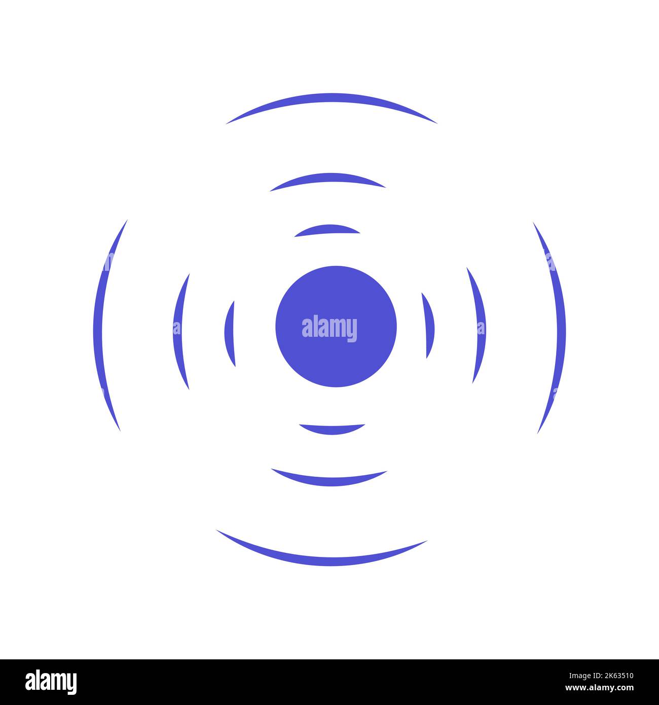 Echo Sonar Waves Blue Radar Symbol On Sea And Ultrasonic Signal