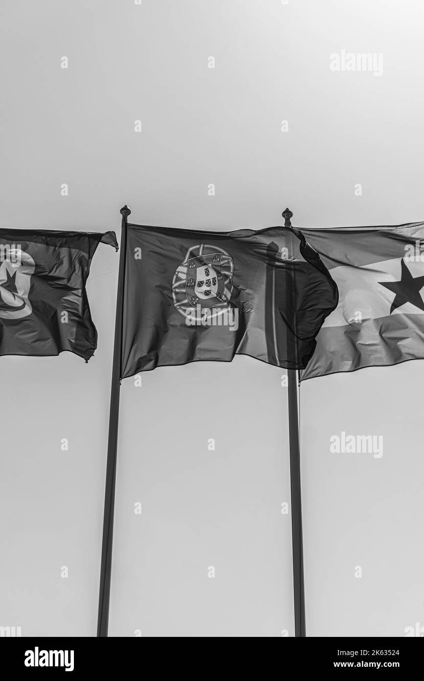 The national flag of Portugal is a rectangular bicolor with a field ...