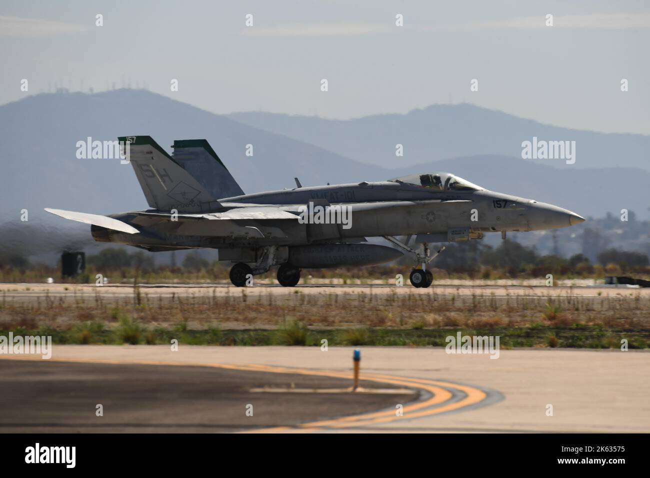 USMC F/A-18C taking off from MCAS Miramar in San Diego, California ...