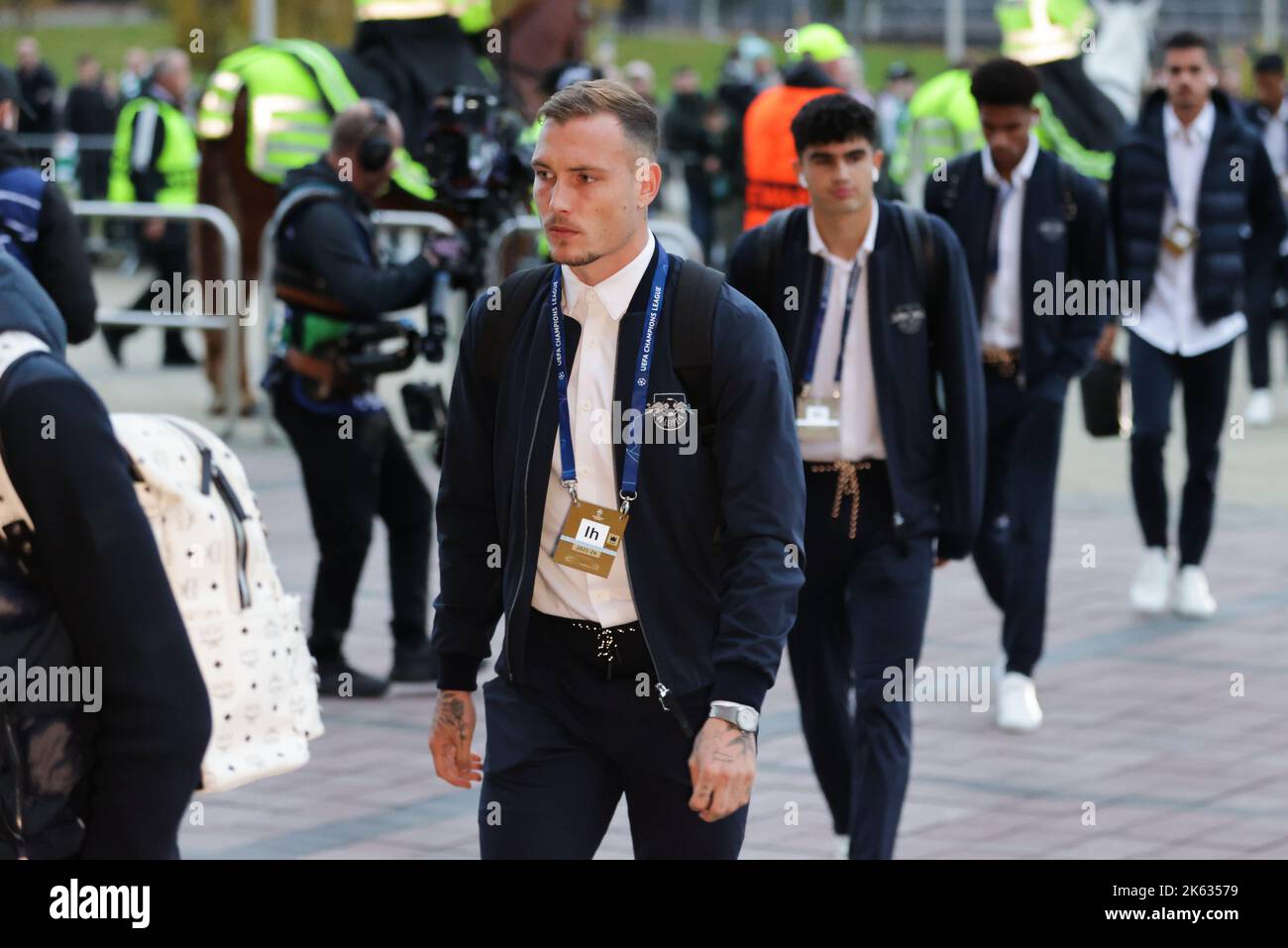 RB Leipzig players arrive ahead of the UEFA Champions League Group F ...